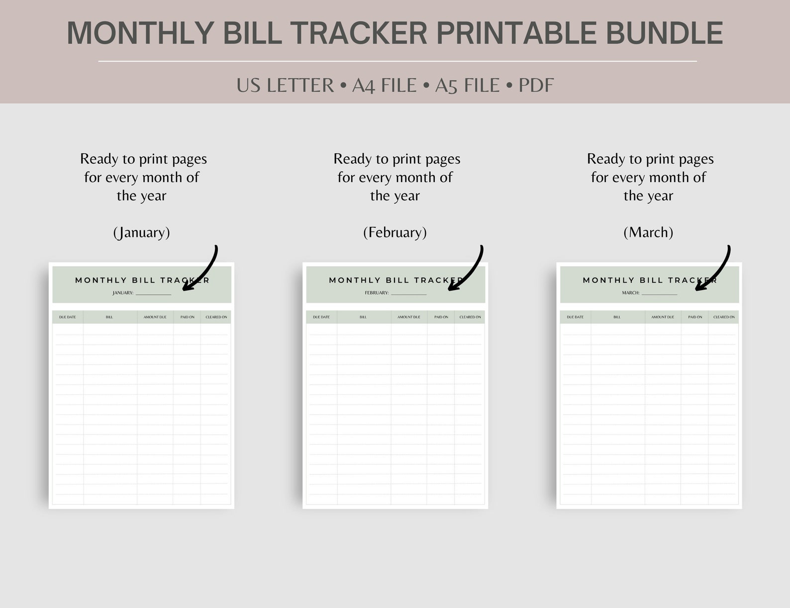 Monthly Bill Tracker, Monthly Bill Log, Bill Planner, Bill Payment ...