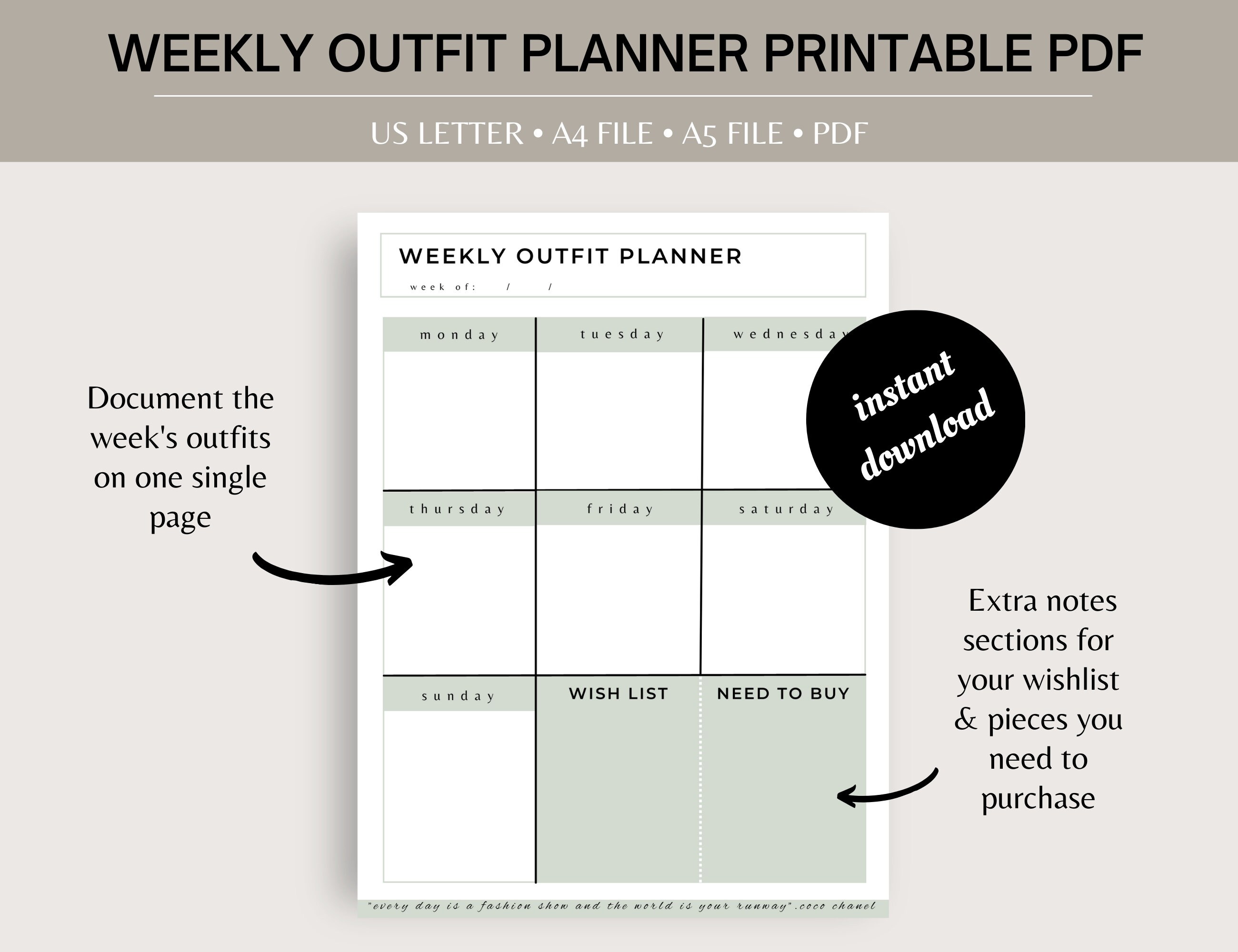 Capsule Wardrobe Outfit Planner, Outfit Planner, Wardrobe Planner ...