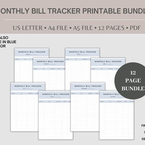 Monthly Bill Tracker, Monthly Bill Log, Bill Planner, Bill Payment ...
