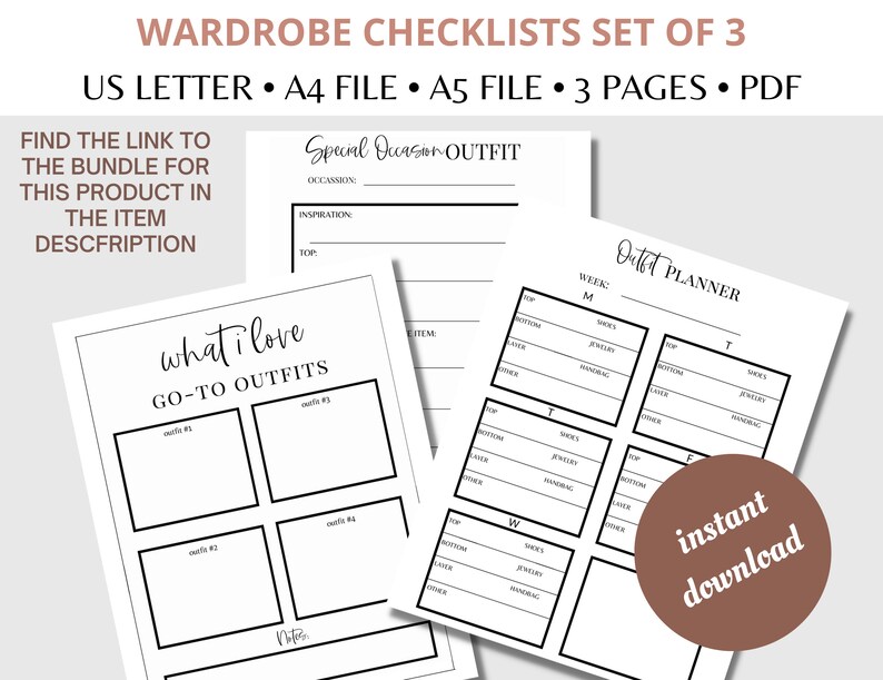 Printable Wardrobe Planner, Outfit Planner, Weekday Outfits, Favorite ...