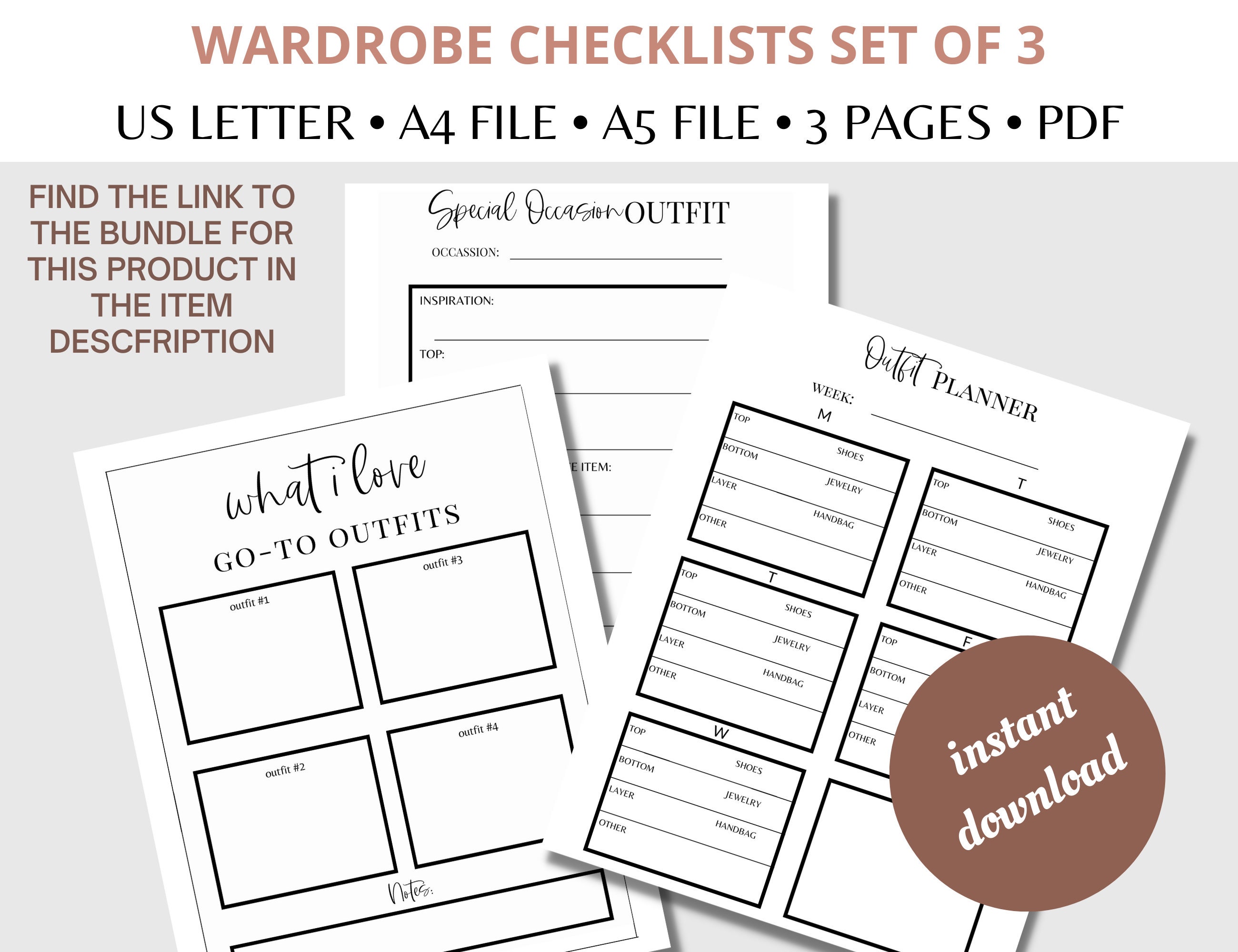 Printable Wardrobe Planner, Outfit Planner, Weekday Outfits, Favorite ...