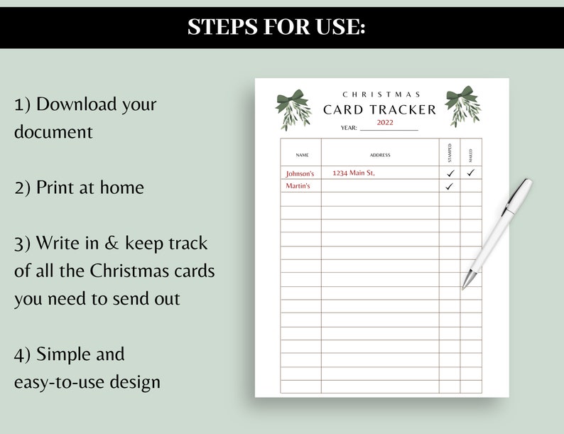Christmas Card Tracker, Christmas Card List, Holiday Card Planner ...