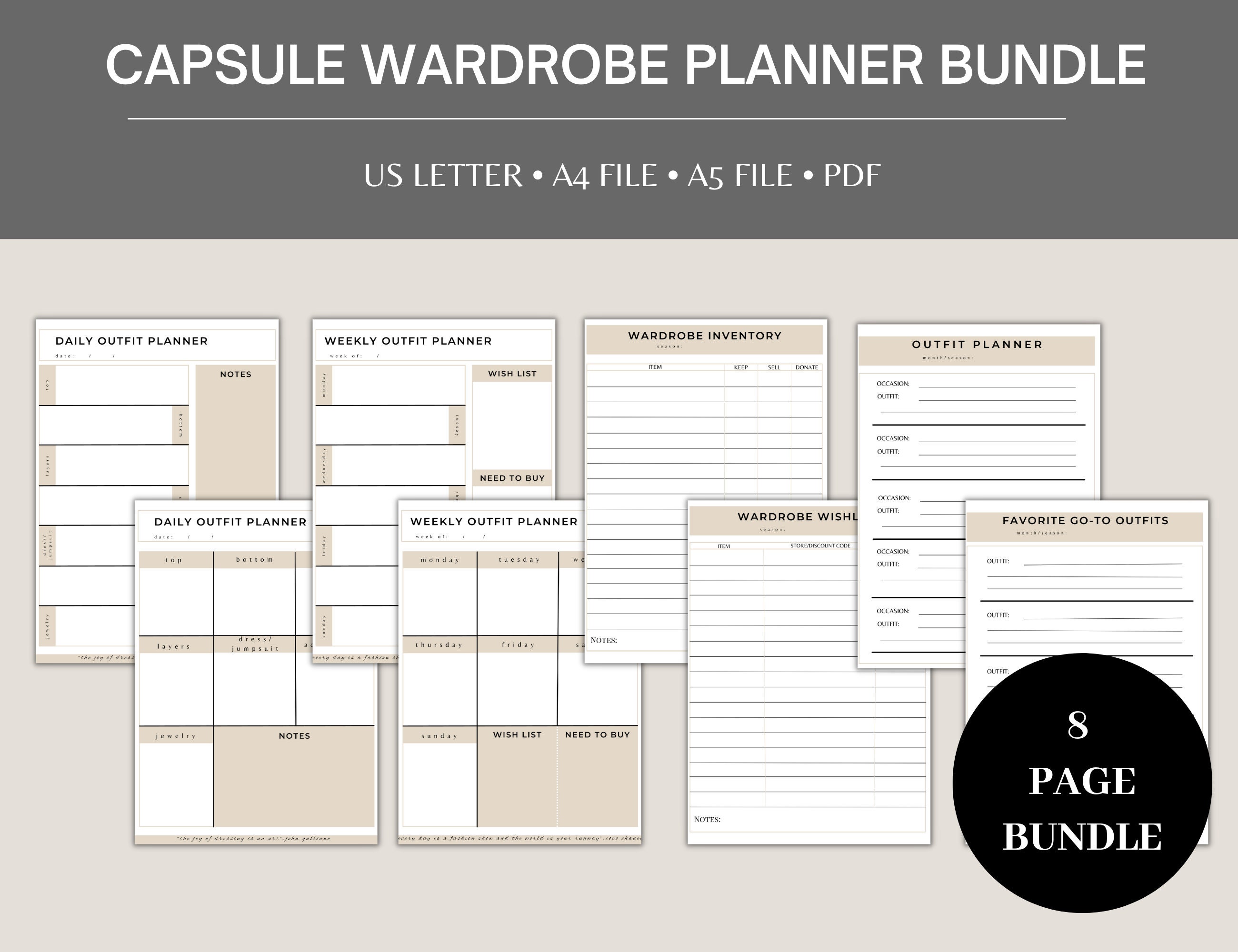 Capsule Wardrobe Outfit Planner, Outfit Planner, Wardrobe Planner ...