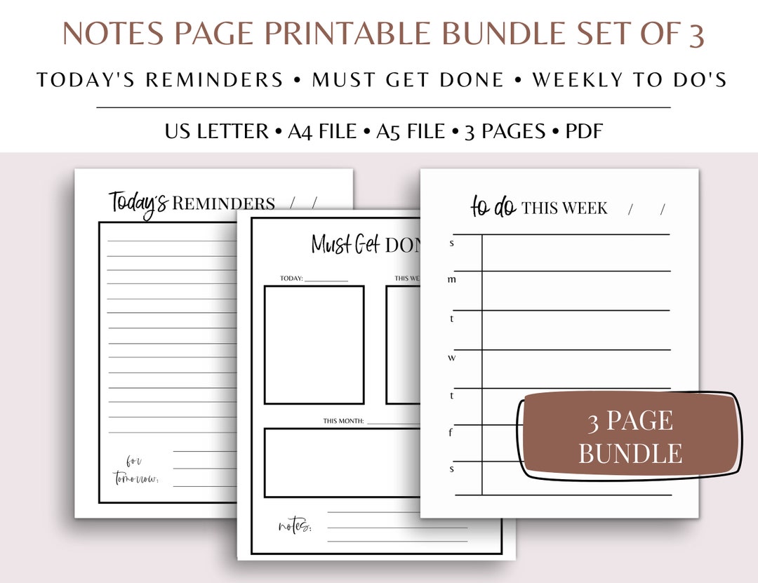 Notes Page Printable, Printable Notes Page, Notes Page Planner, Notes ...