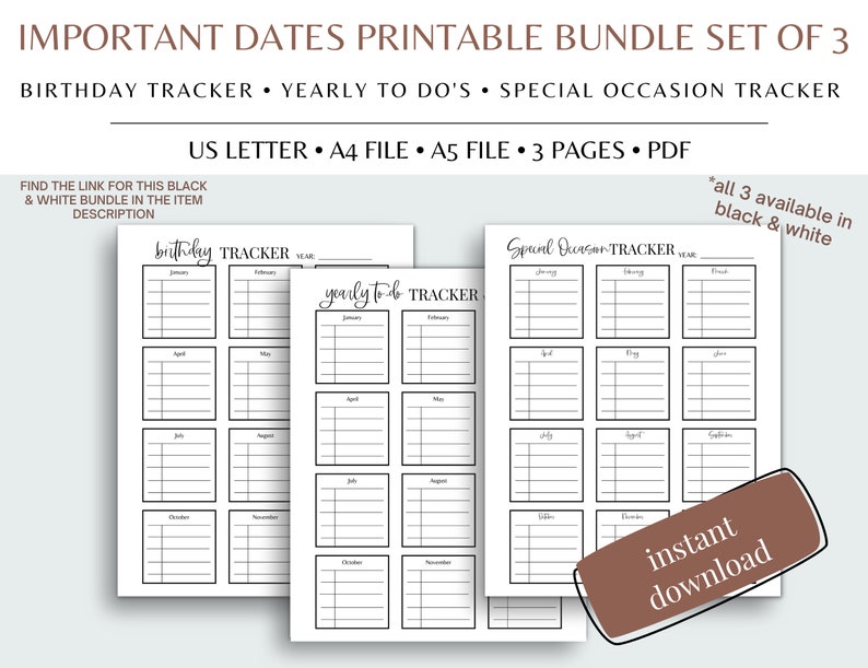 Yearly To-do Tracker Printable, Task Reminder (PDF Download) - Etsy