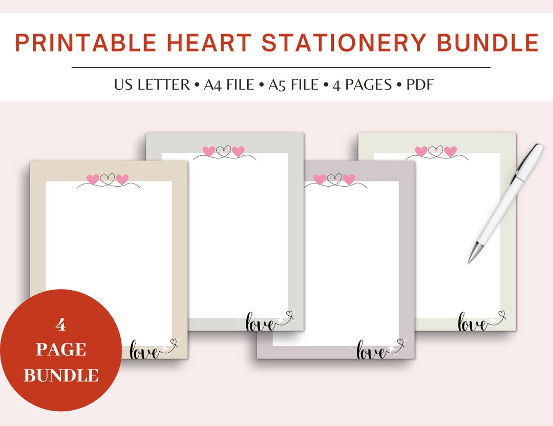 Printable Valentine's Day Stationery, Valentines Stationery, Love ...