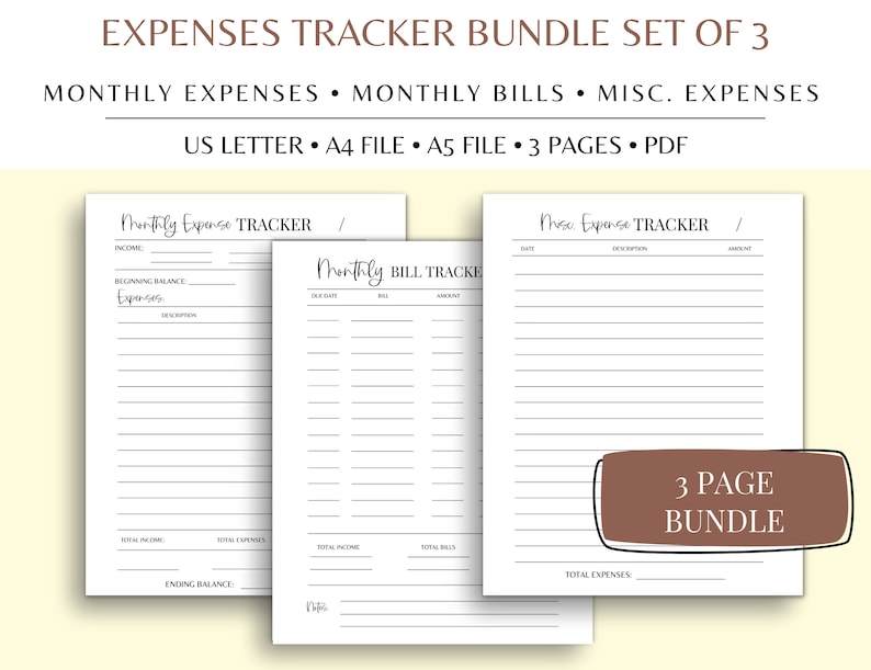 Expense Tracker, Fillable Budget Planner, Bill Tracker Printable ...