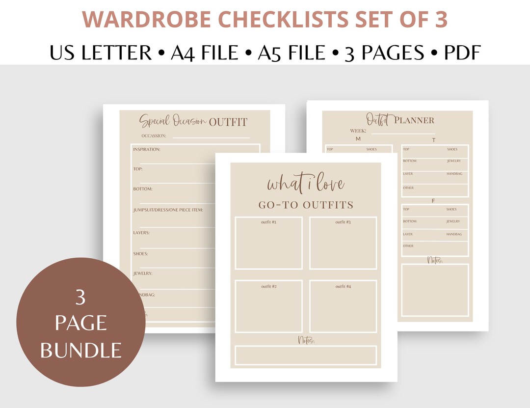 Printable Wardrobe Planner, Outfit Planner, Weekday Outfits, Favorite ...