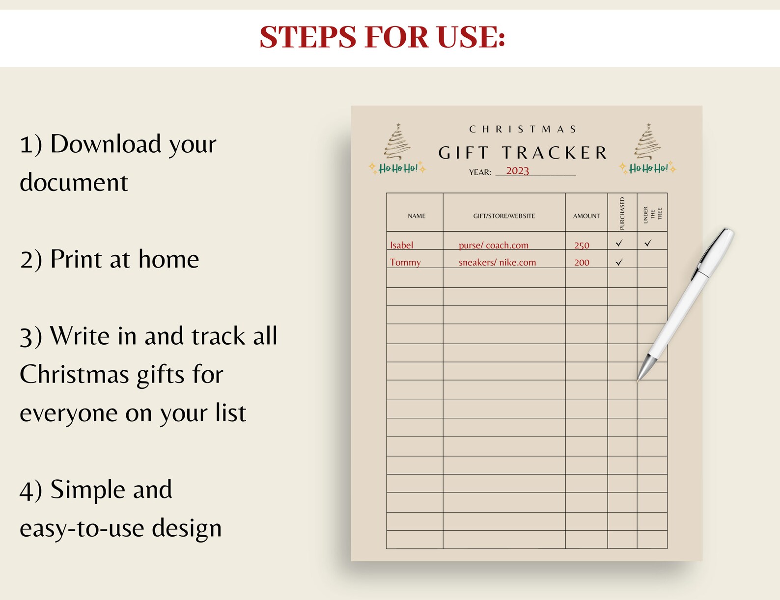 Christmas Card Tracker, Christmas Card List, Holiday Card Planner ...