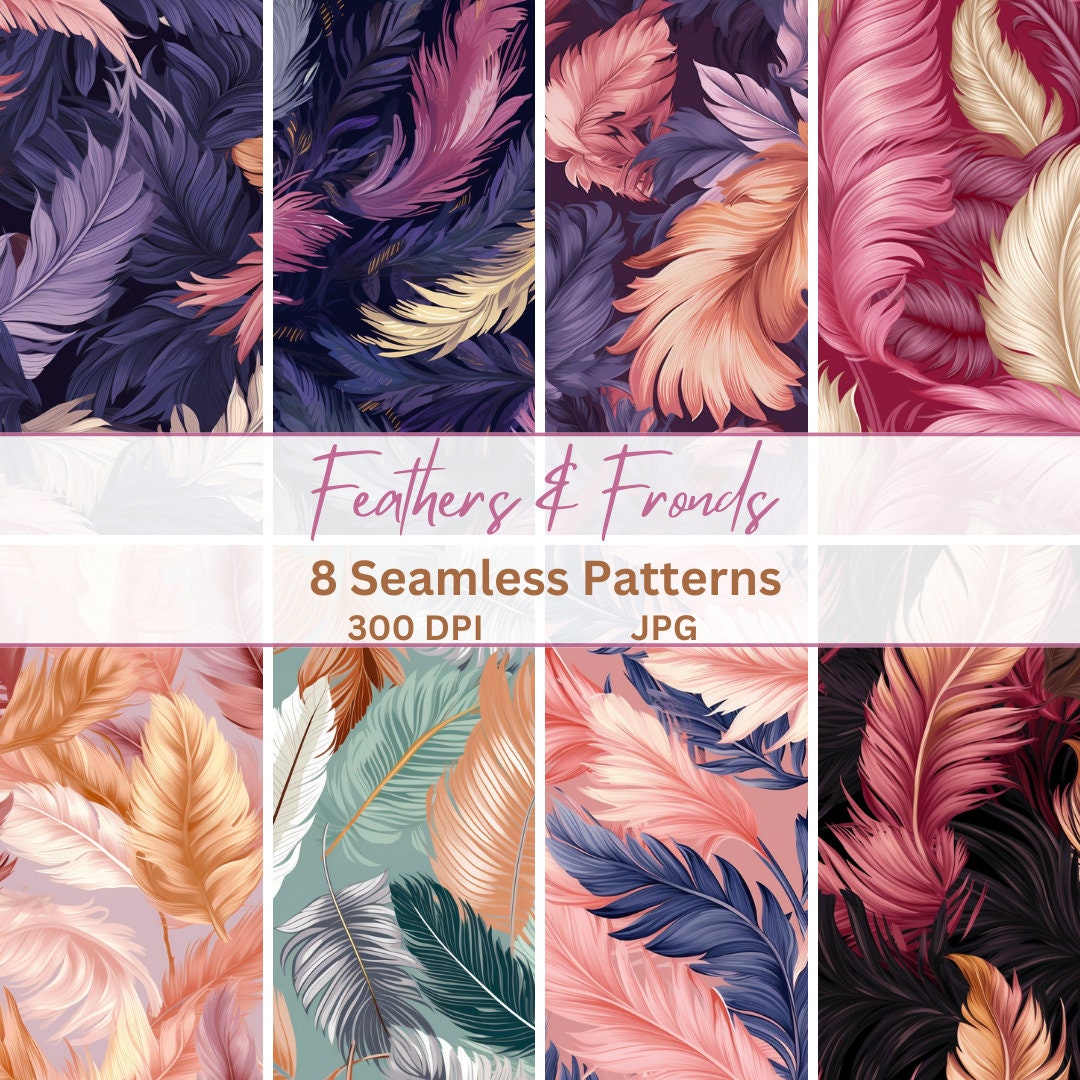 Feathers & Fronds Seamless Pattern, Seamless Tile Design,palms Leaves ...