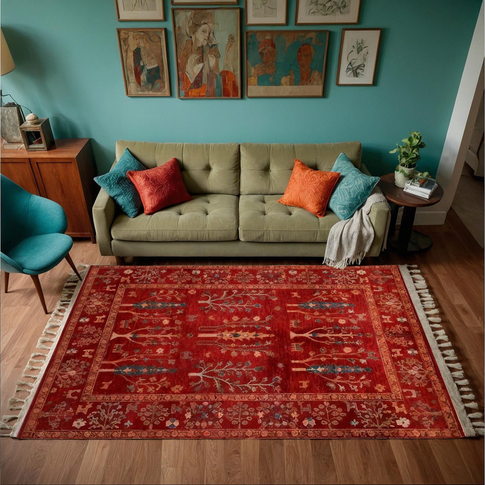 Red Vintage Rug, Classic Vintage Rug, Vintage Rug for Living Room ...