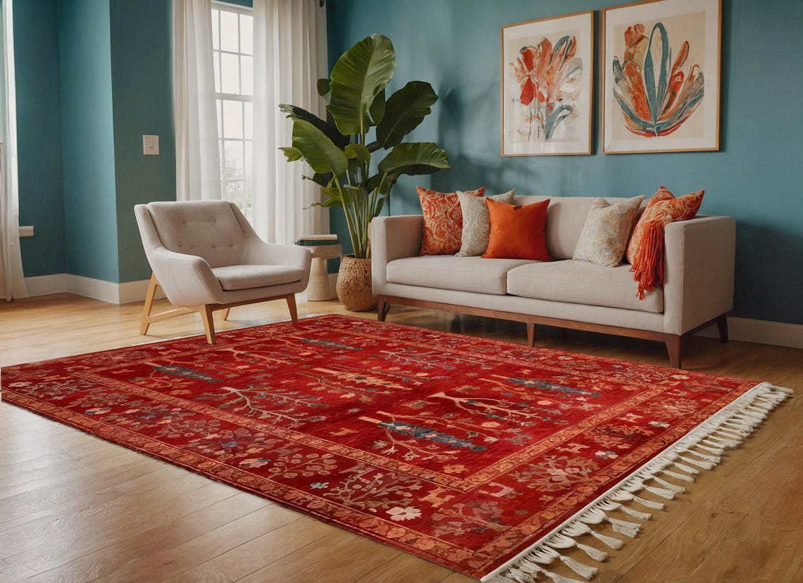Red Vintage Rug, Classic Vintage Rug, Vintage Rug for Living Room ...