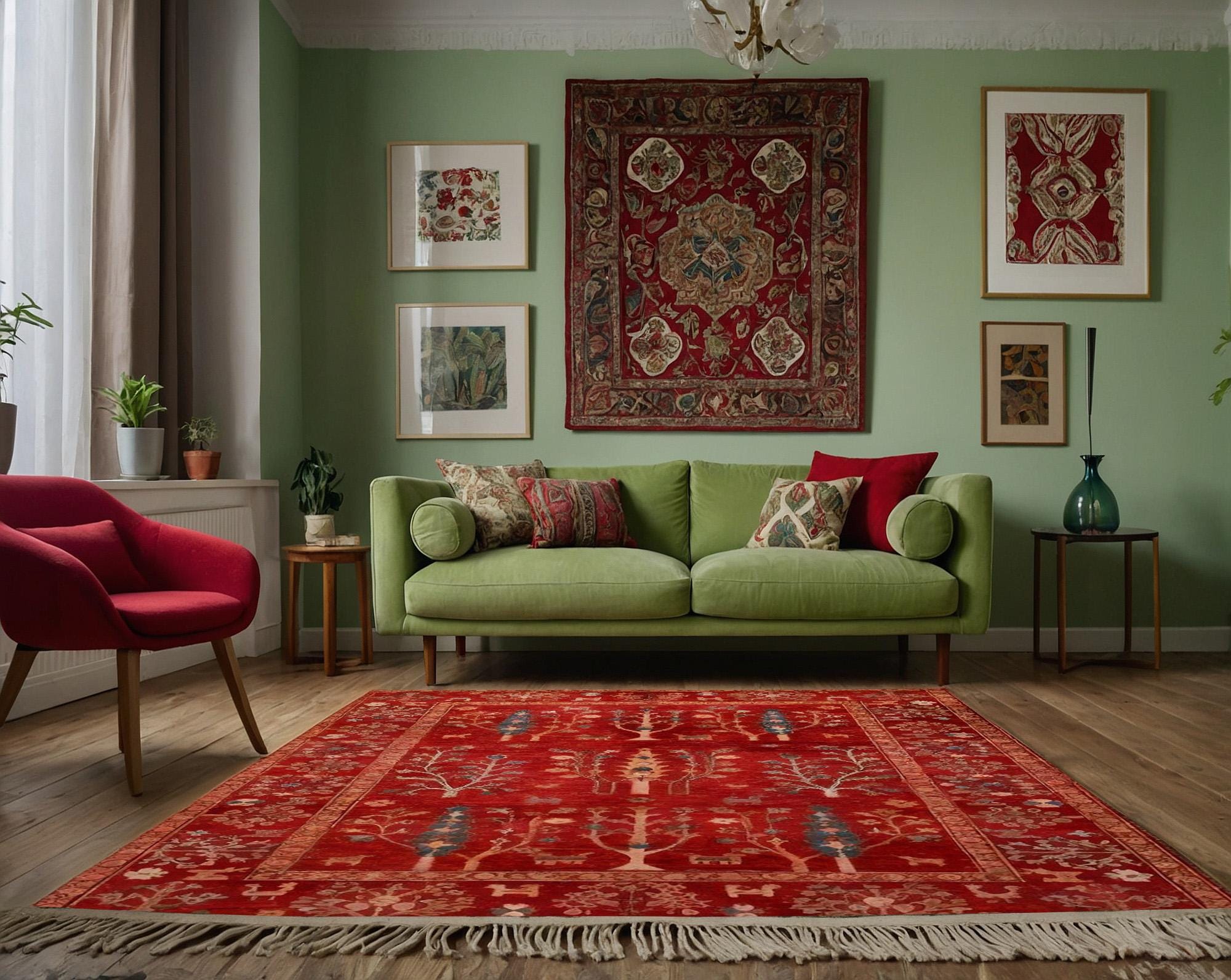 Red Vintage Rug, Classic Vintage Rug, Vintage Rug for Living Room ...