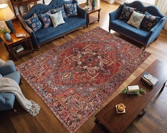 Red Vintage Rug, Classic Vintage Rug, Vintage Rug for Living Room ...
