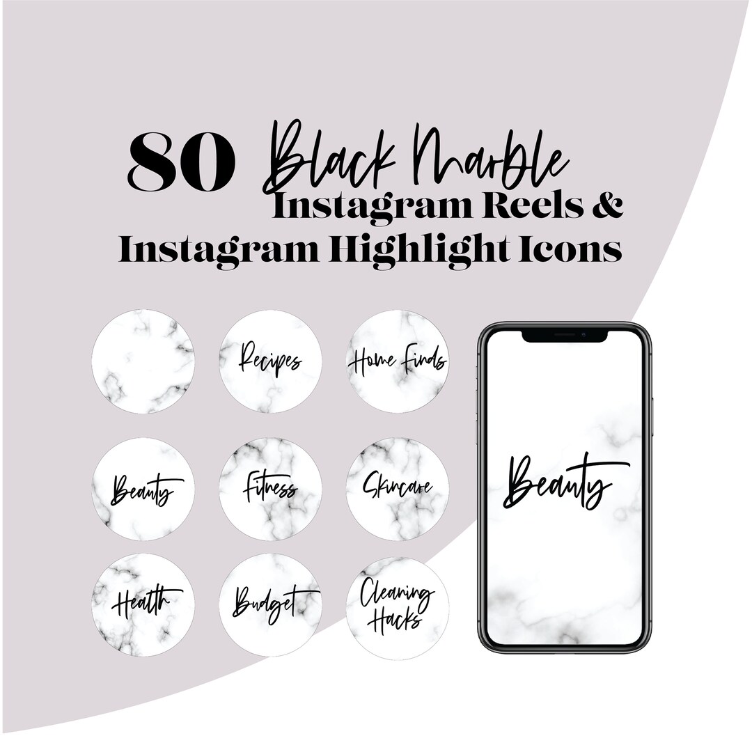 Black Marble Instagram Highlights Instagram Story Highlight Icons ...