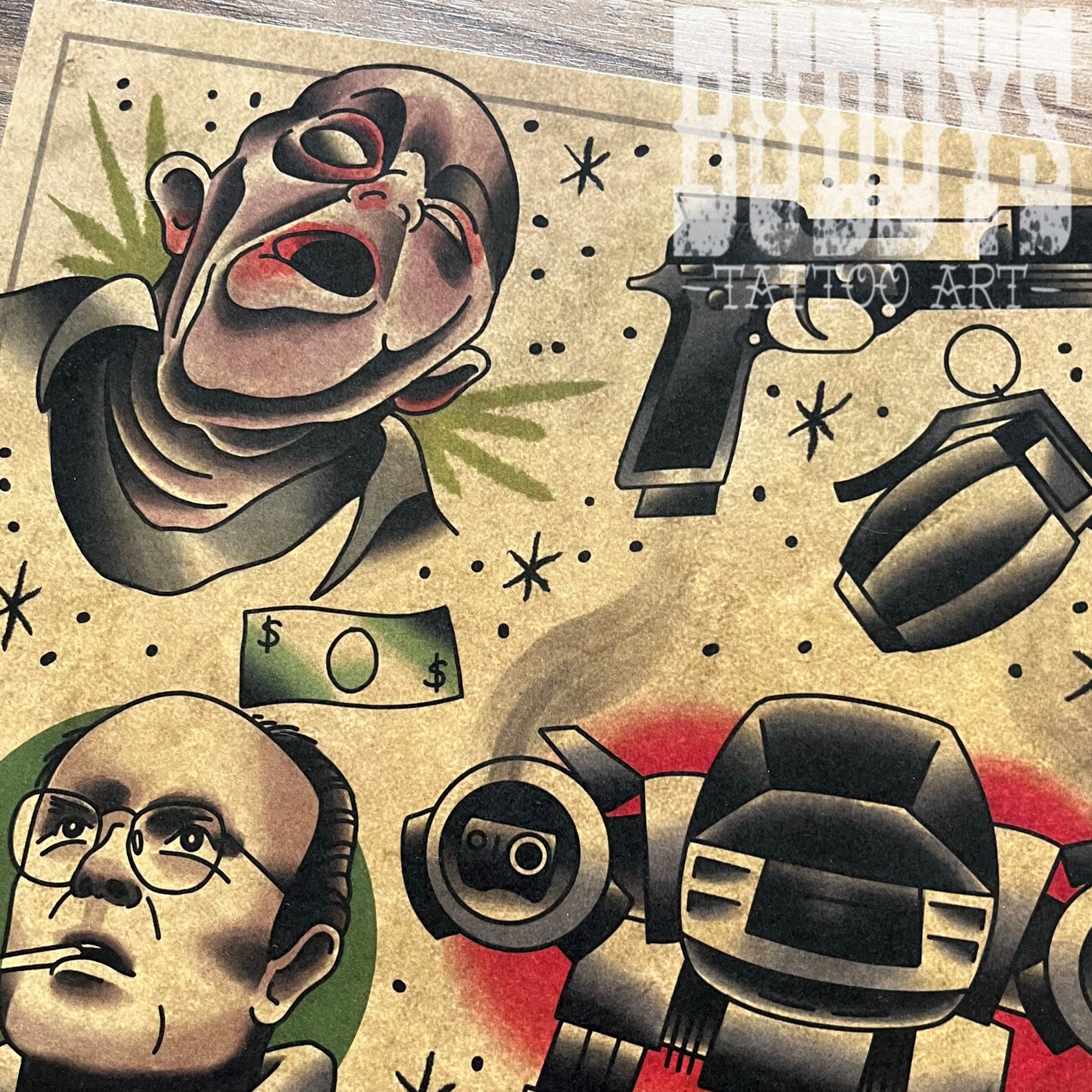 Robocop American Traditional Tattoo Flash Sheet - Etsy