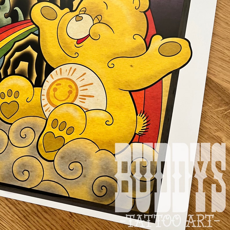 Care Bears Inspired Japanese Style Tattoo Art Print - Etsy