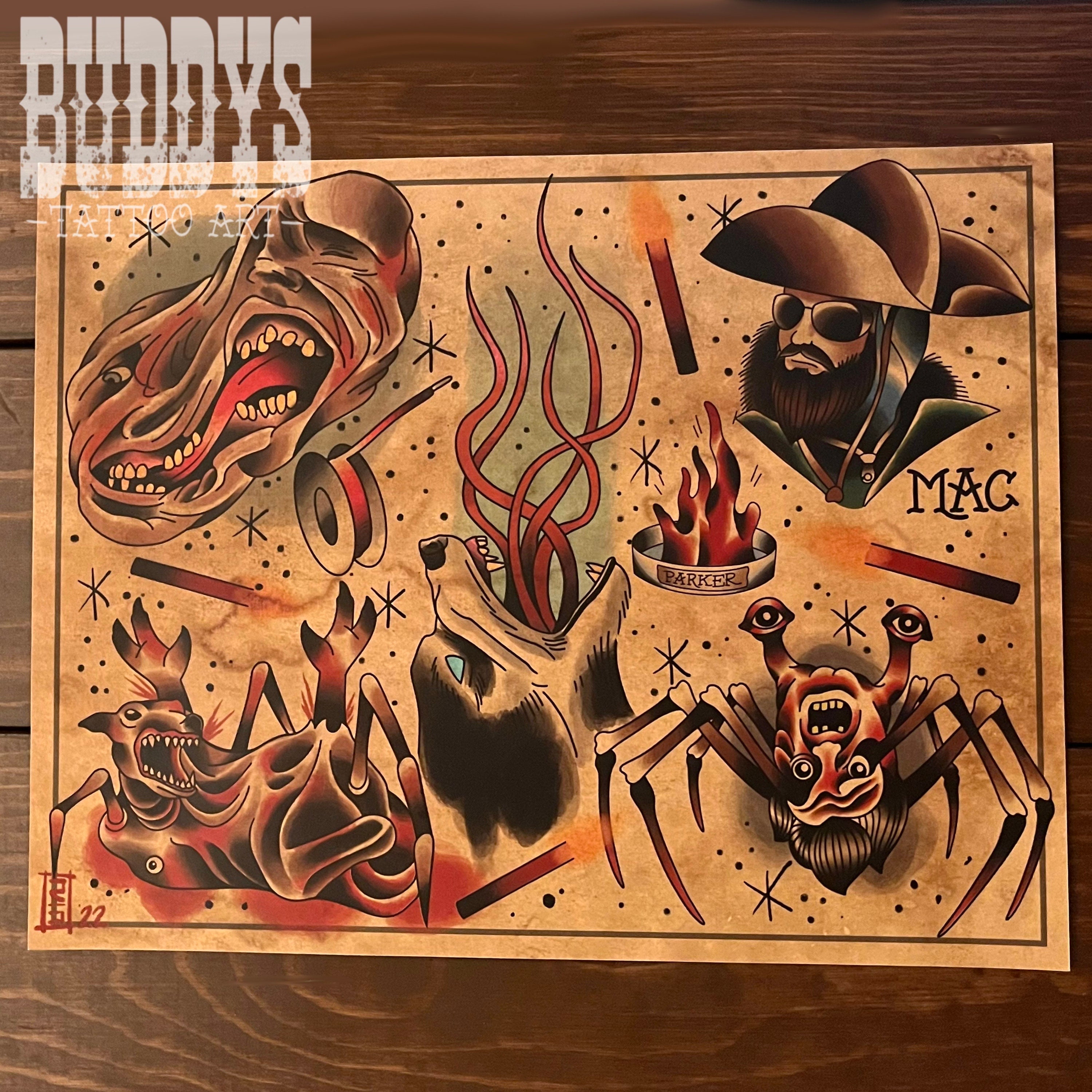 The Thing Movie Inspired Traditional Americana Horror Tattoo Flash ...