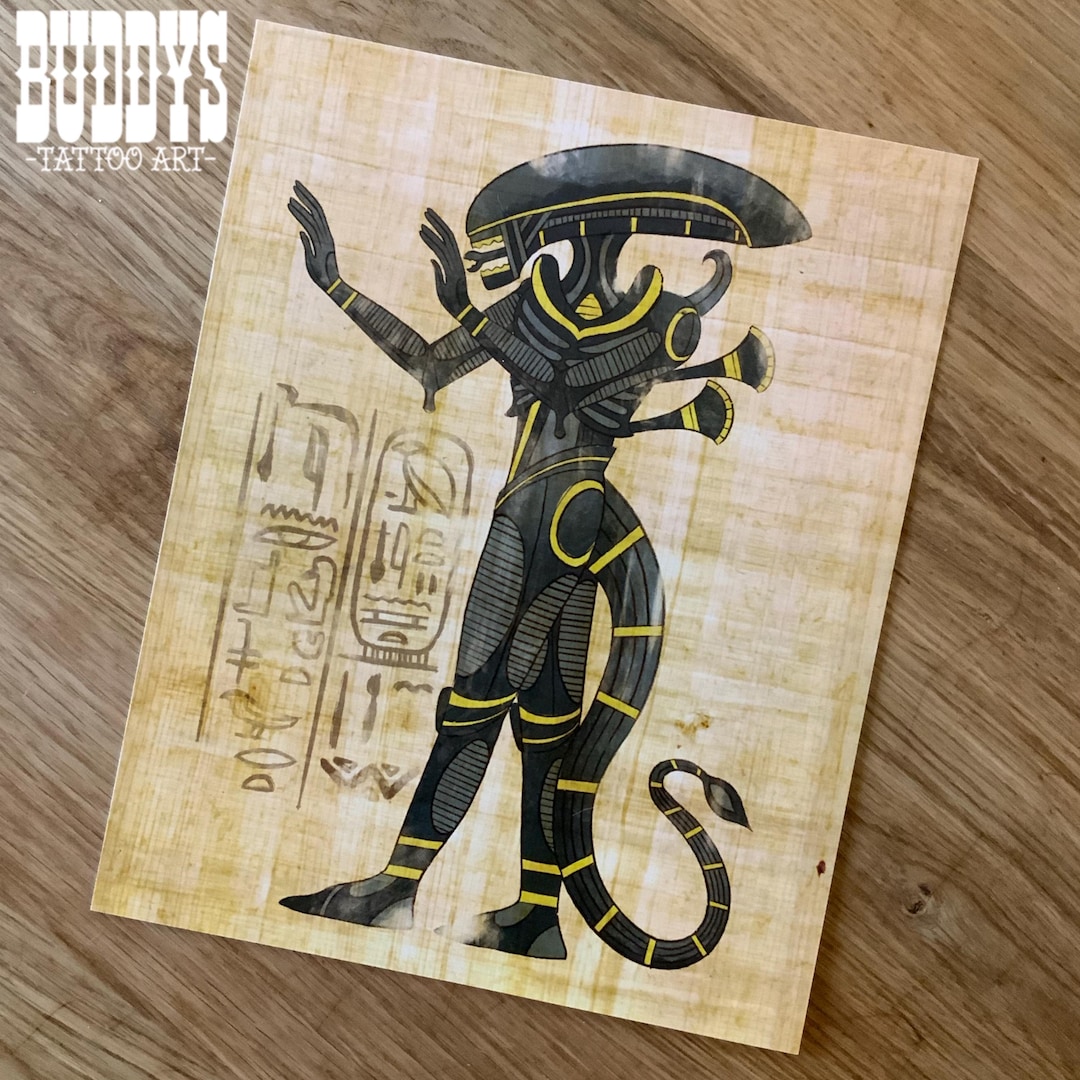 Alien Xenomorph Inspired Egyptian Hieroglyphic Style Art Print - Etsy