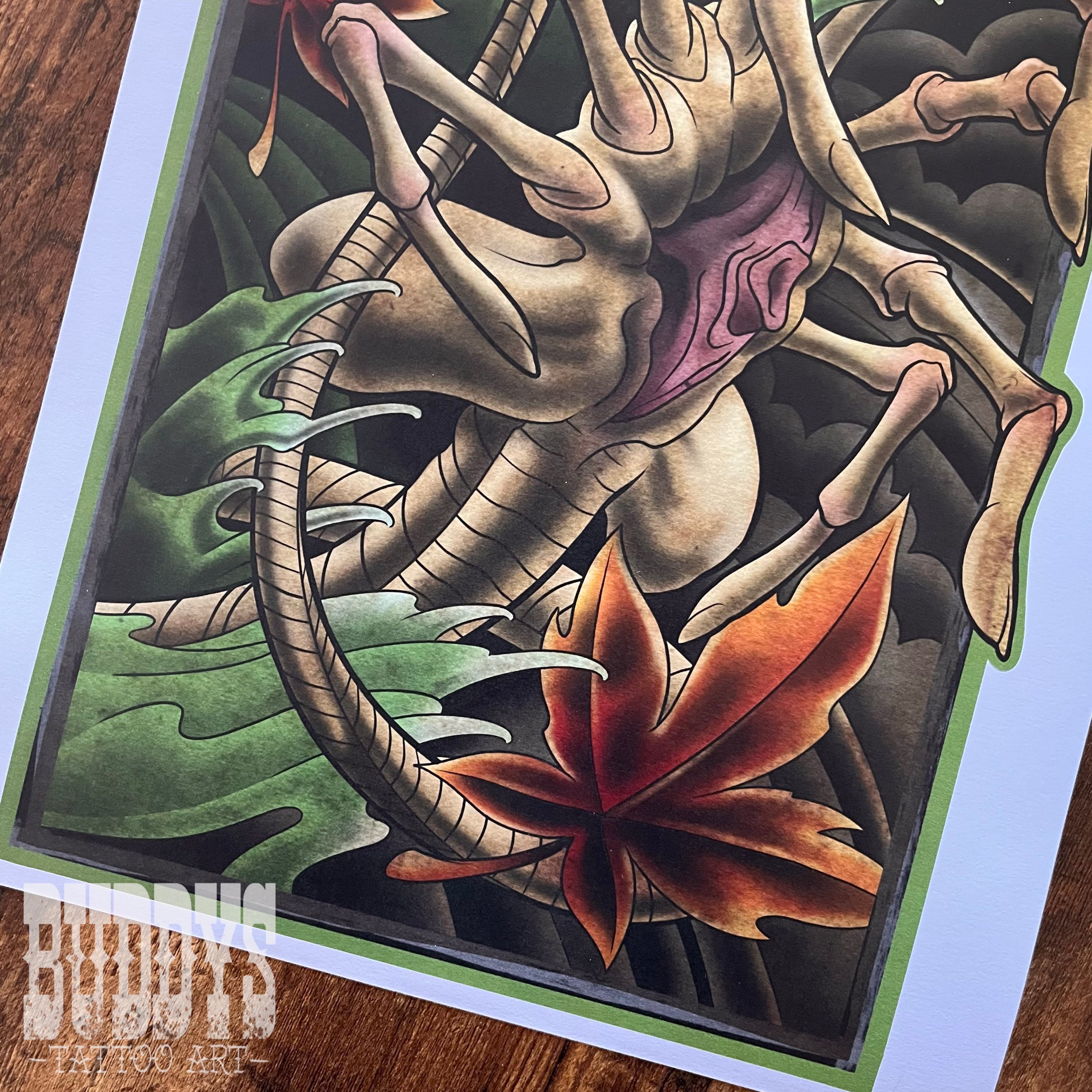 Alien Xenomorph Facehugger Inspired Japanese Traditional Tattoo Style ...