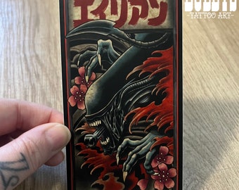 Alien Xenomorph Inspired Japanese Tattoo Style Art Print - Etsy