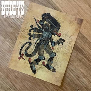 Alien Xenomorph Inspired Aztec Style Art Print - Etsy