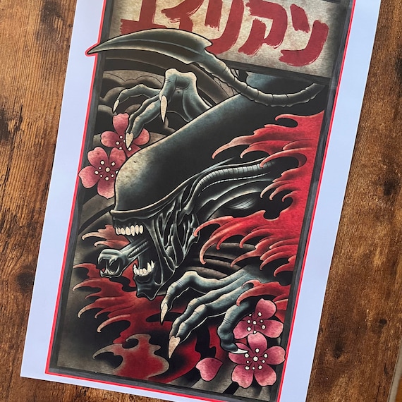 Xenomorph Tattoo Design Alien Xenomorph Chestburster Inspired Japanese