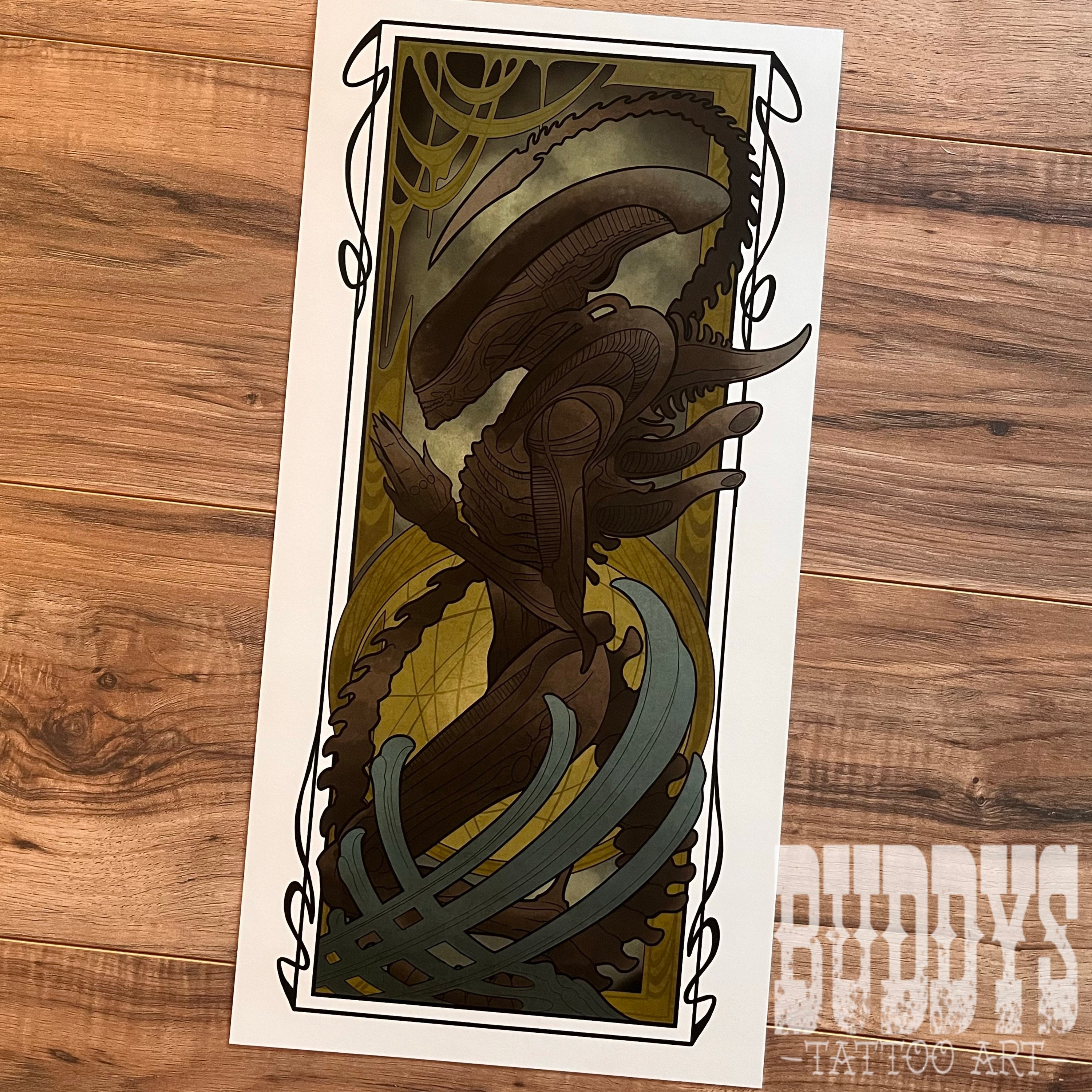 Alien Xenomorph Inspired Art Nouveau Art Deco Print - Etsy