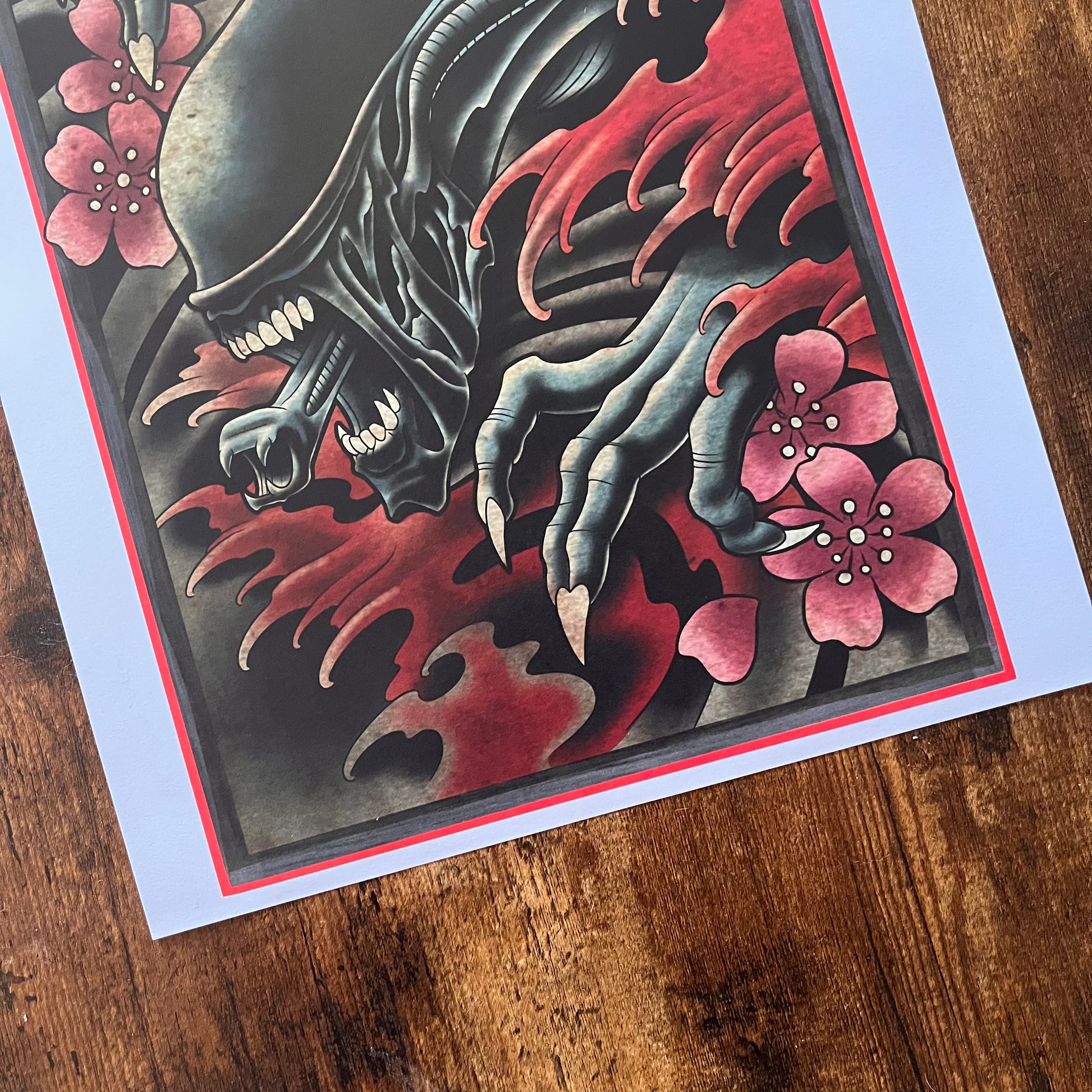 Alien Xenomorph Inspired Japanese Tattoo Style Art Print - Etsy