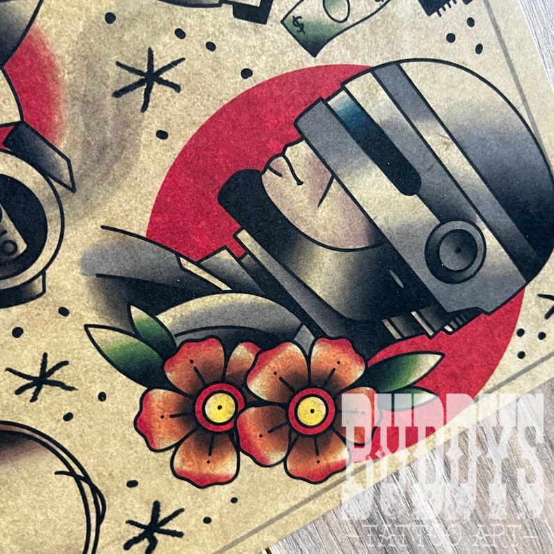 Robocop American Traditional Tattoo Flash Sheet - Etsy