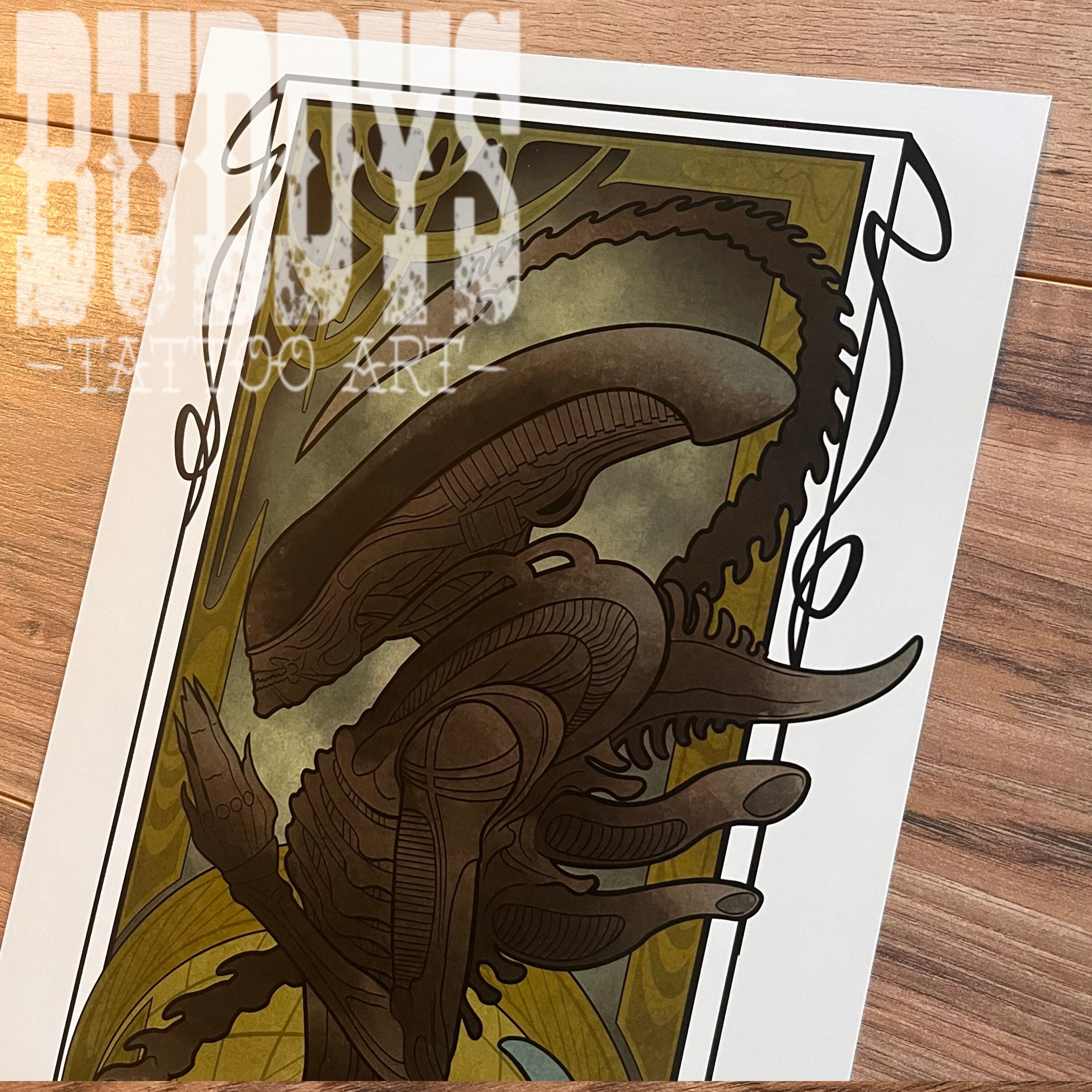 Alien Xenomorph Inspired Art Nouveau Art Deco Print - Etsy