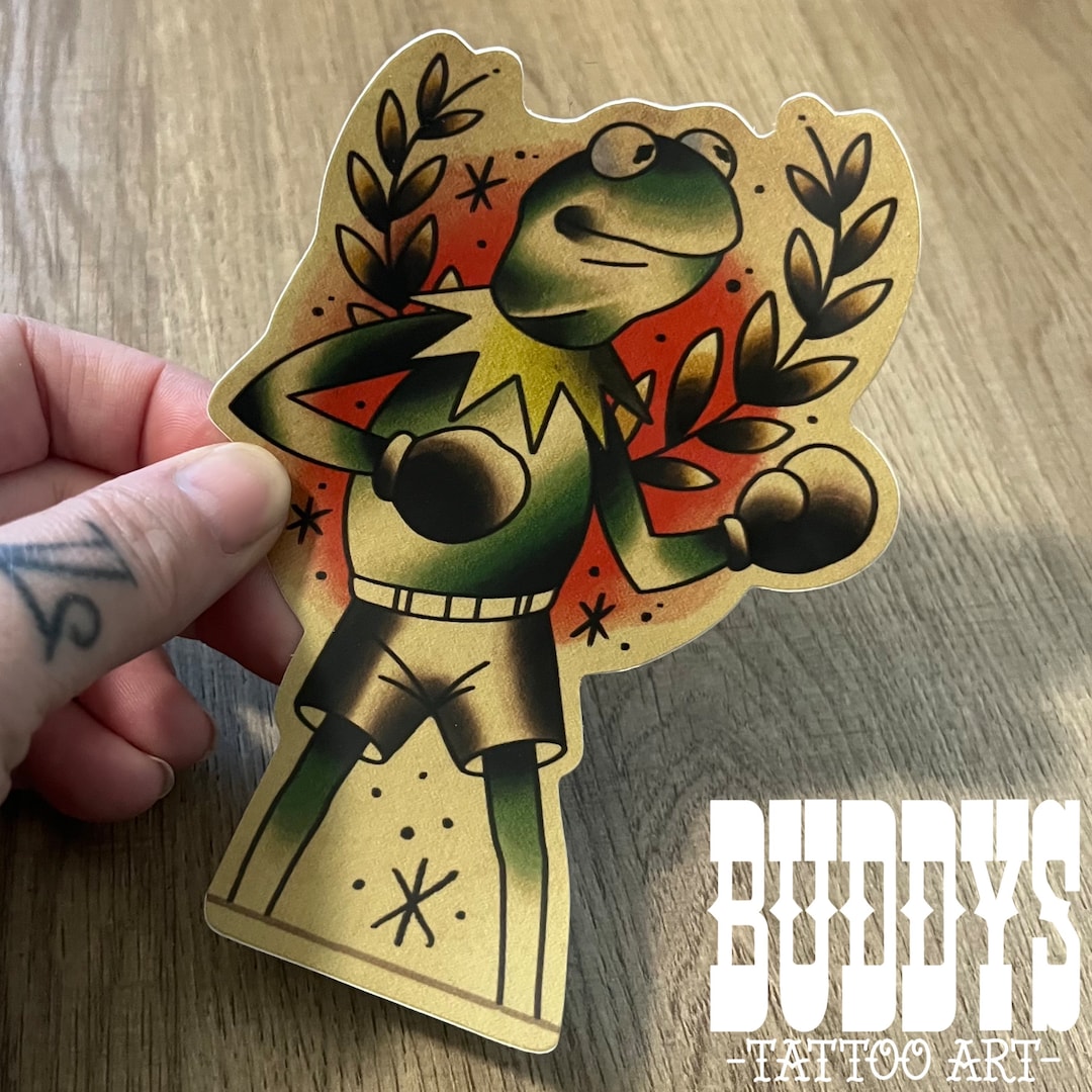 The Muppets Kermit the Frog Inspired Traditional Americana - Etsy