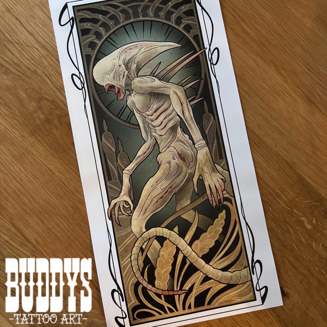 Alien Xenomorph Inspired Art Nouveau Art Deco Print - Etsy