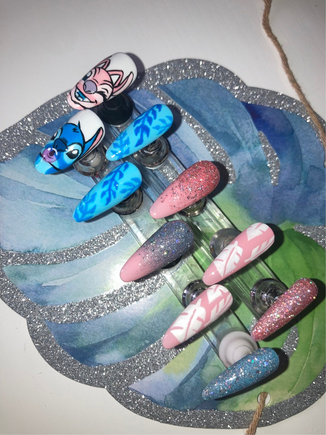 Lilo and Stitch Nails/ Stitch and Angel/ Disney Nails/ Press on Nails ...