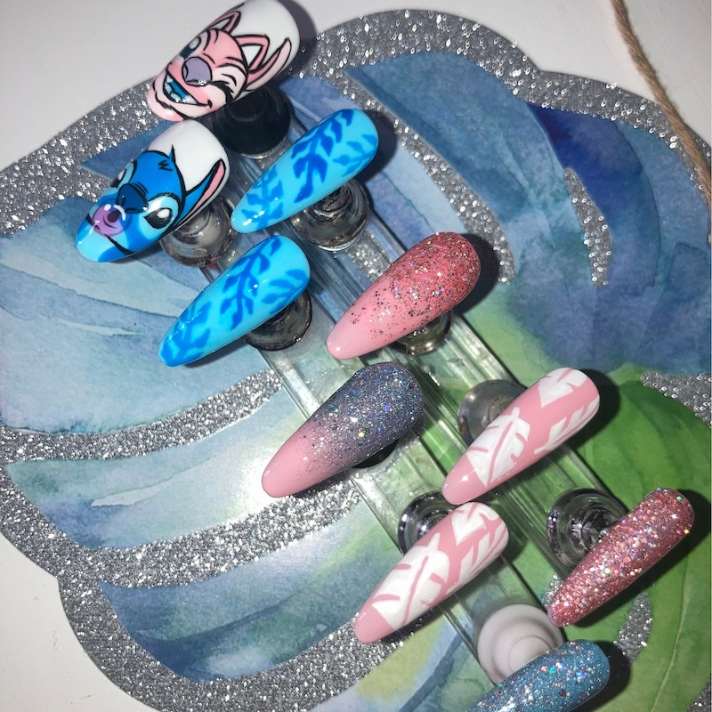 Stitch Acrylic Nails - Etsy
