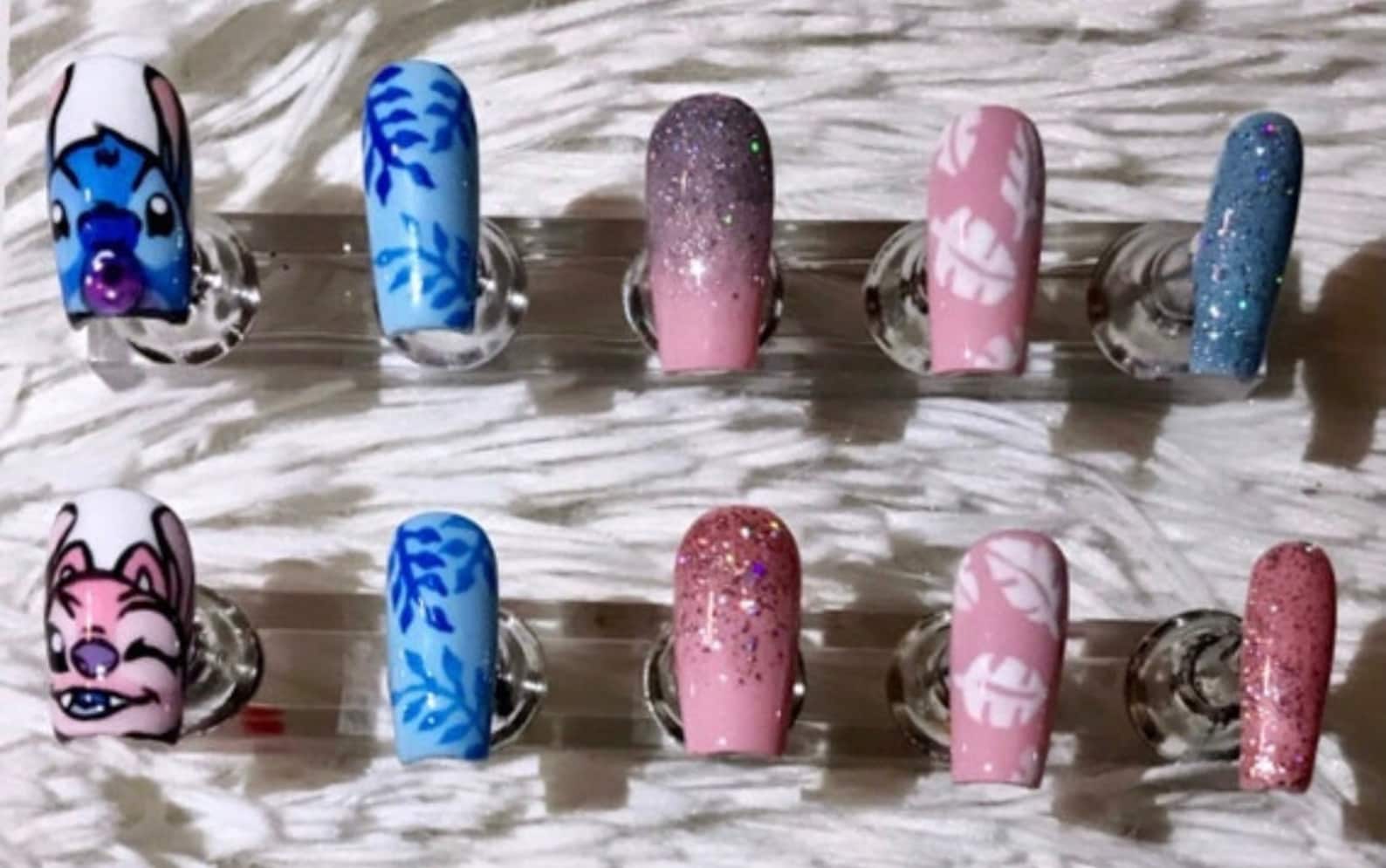 Lilo and Stitch Nails/ Stitch and Angel/ Disney Nails/ Press on Nails ...