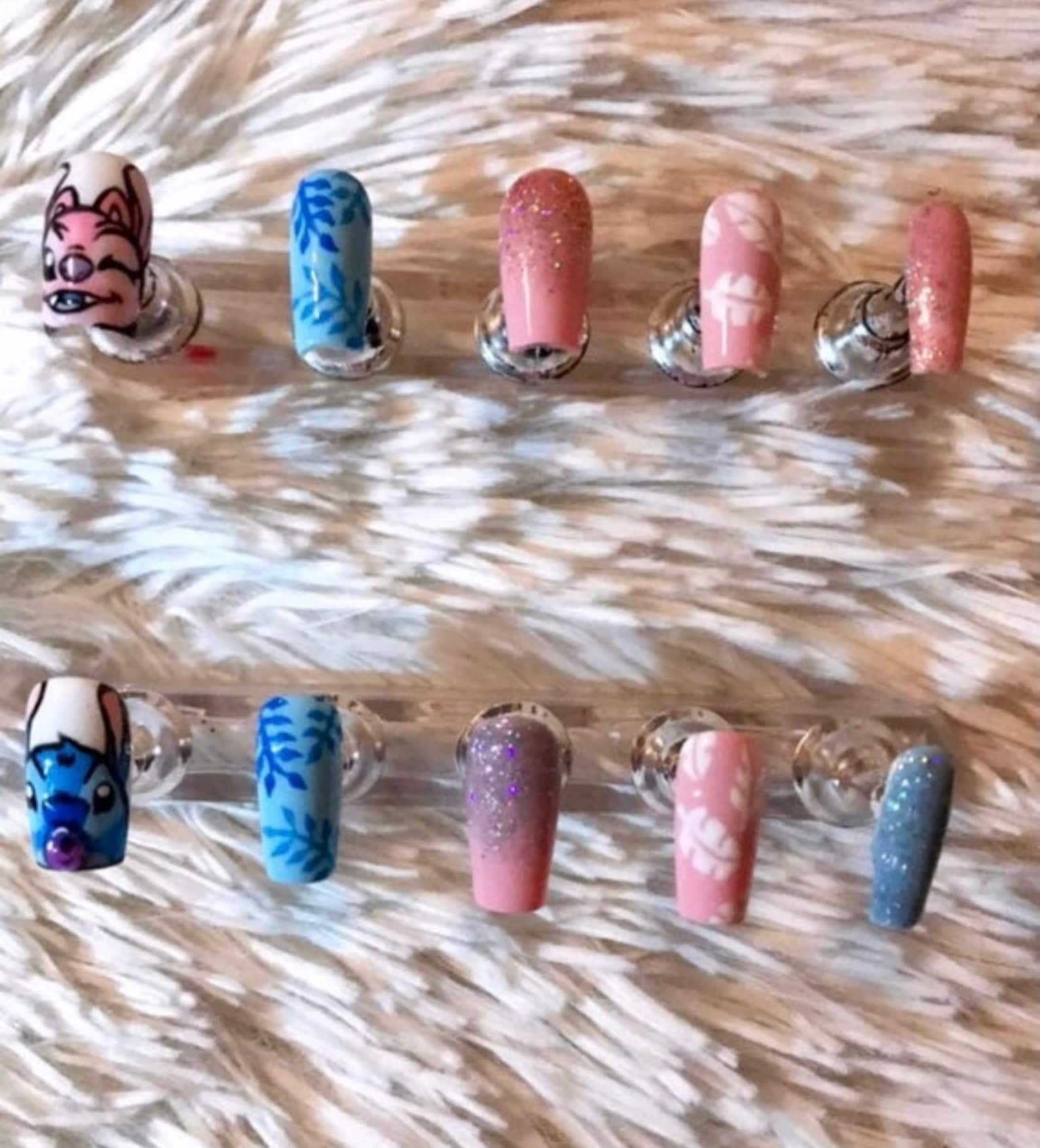Lilo and Stitch Nails/ Stitch and Angel/ Disney Nails/ Press on Nails ...