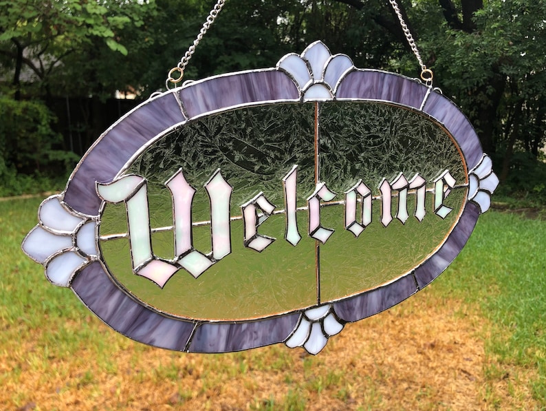 Stained Glass Suncatcher Welcome Sign - Etsy