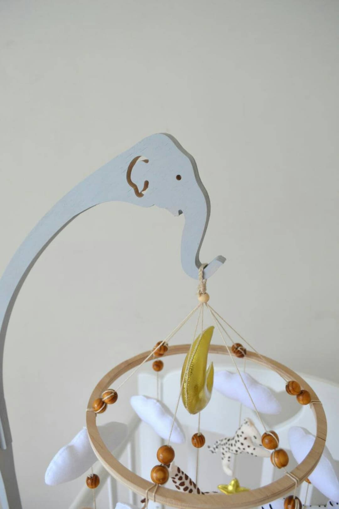 Grey Elephant Wood Mobile Hanger: Safari Nursery Crib Arm - Etsy