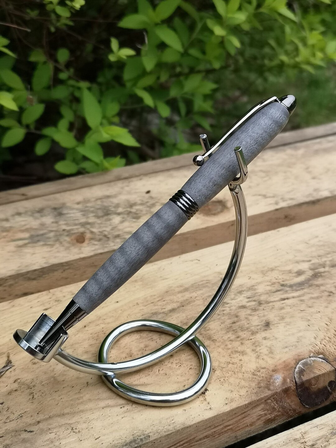Stabilized Black Curly Maple Pens - Easyline Gun Metal Accents - Hand ...