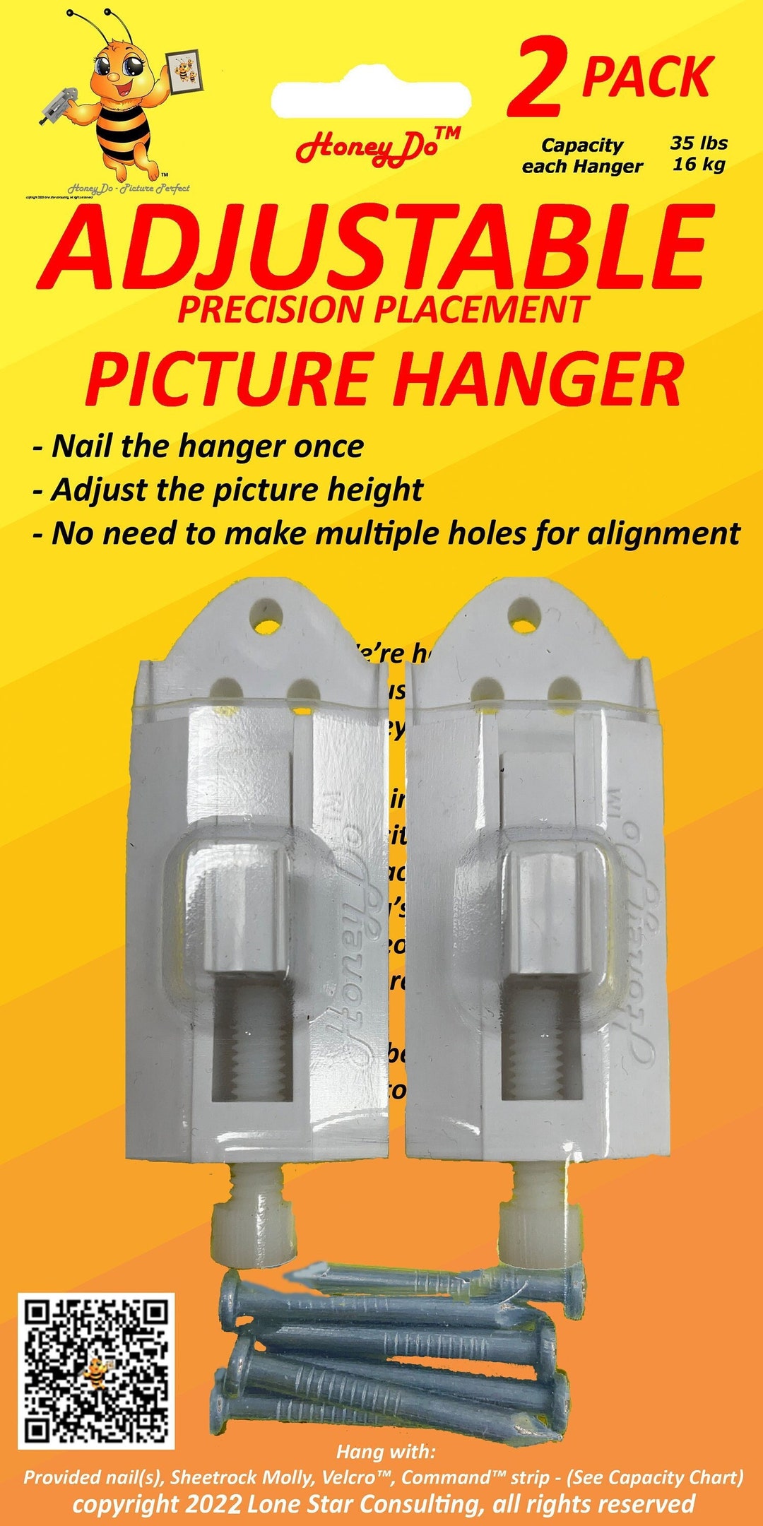 2-pack Honeydo Adjustable Picture Hanger That Allows Several Pictures ...