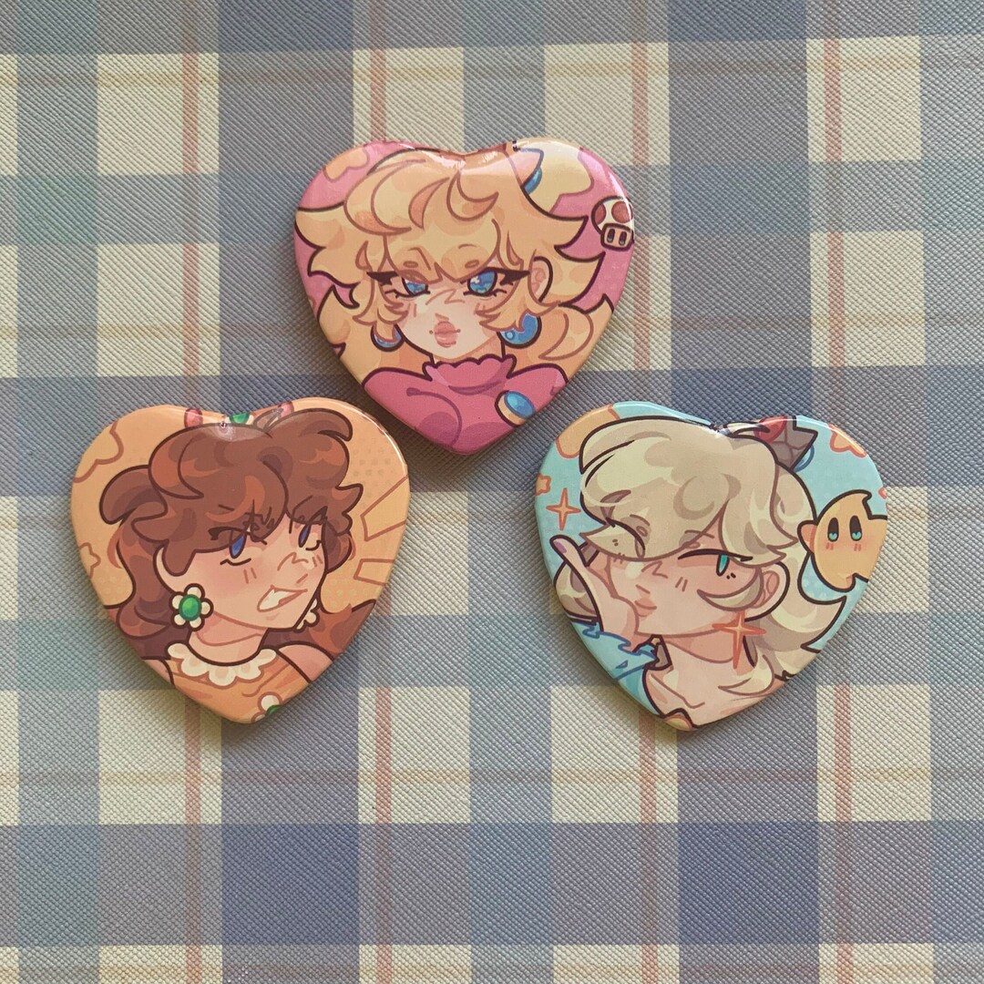 Nintendo Princess Heart Button Pins - Etsy