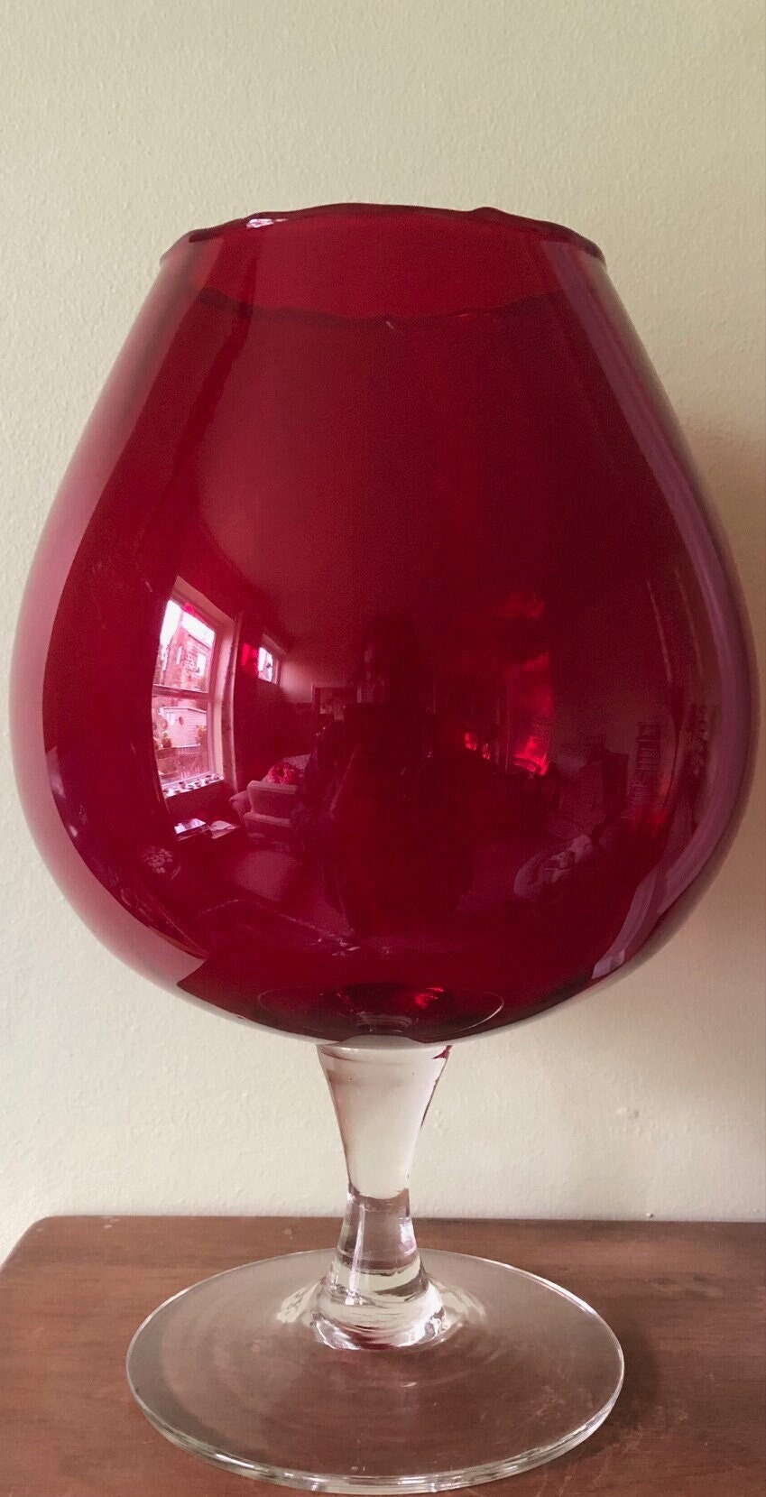 Retro Red Glass Brandy Balloon Snifter Balloon Vase - Etsy UK