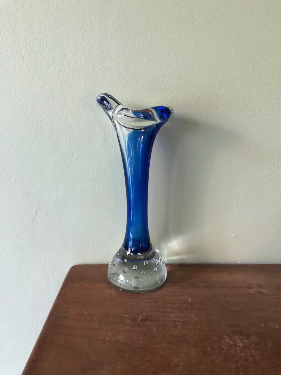 Blue Glass Bone Vase Jack in the Pulpit Vase 15.5cm Tall - Etsy
