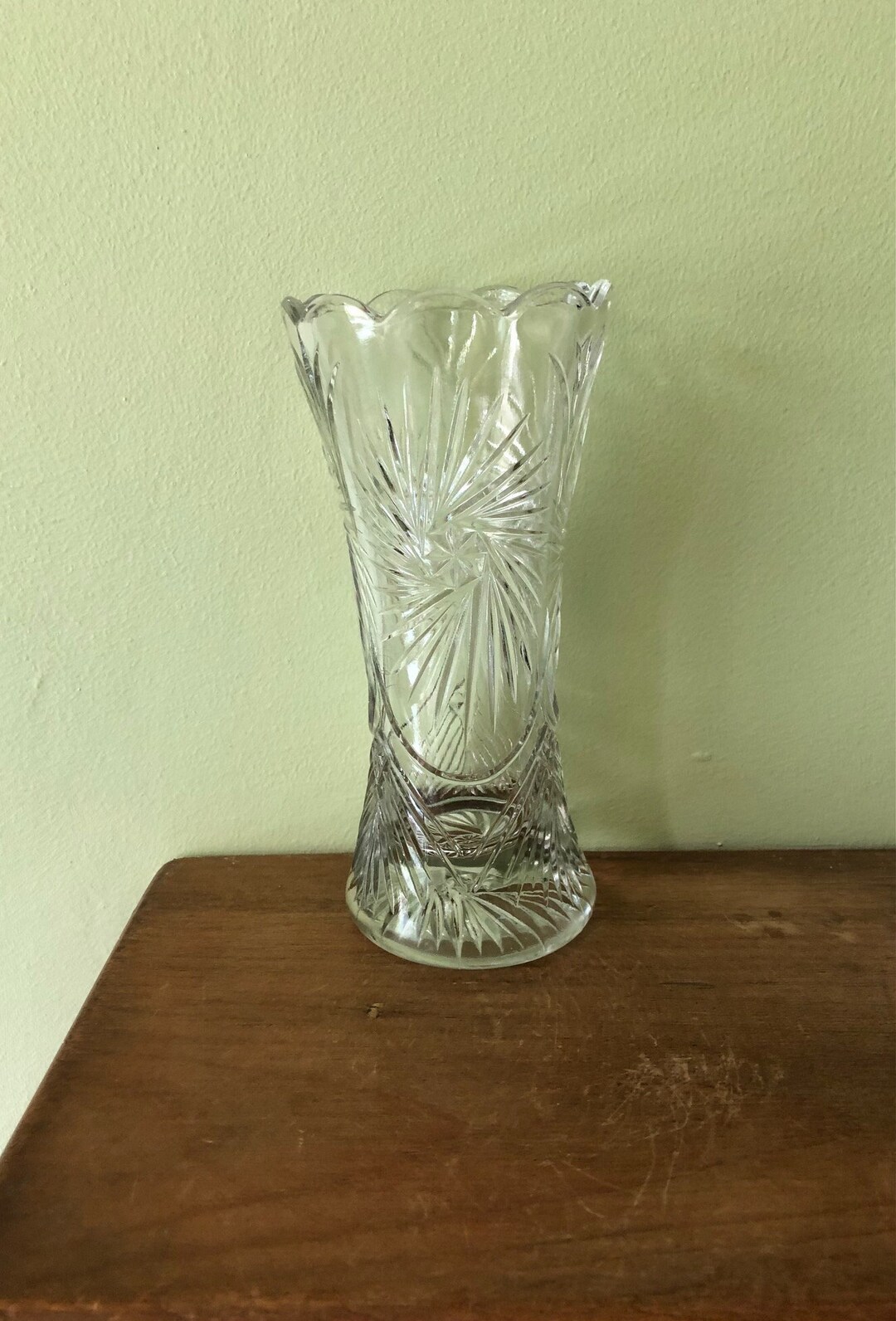 German Glass Vase Scalloped Rim Pinwheel Design - Etsy