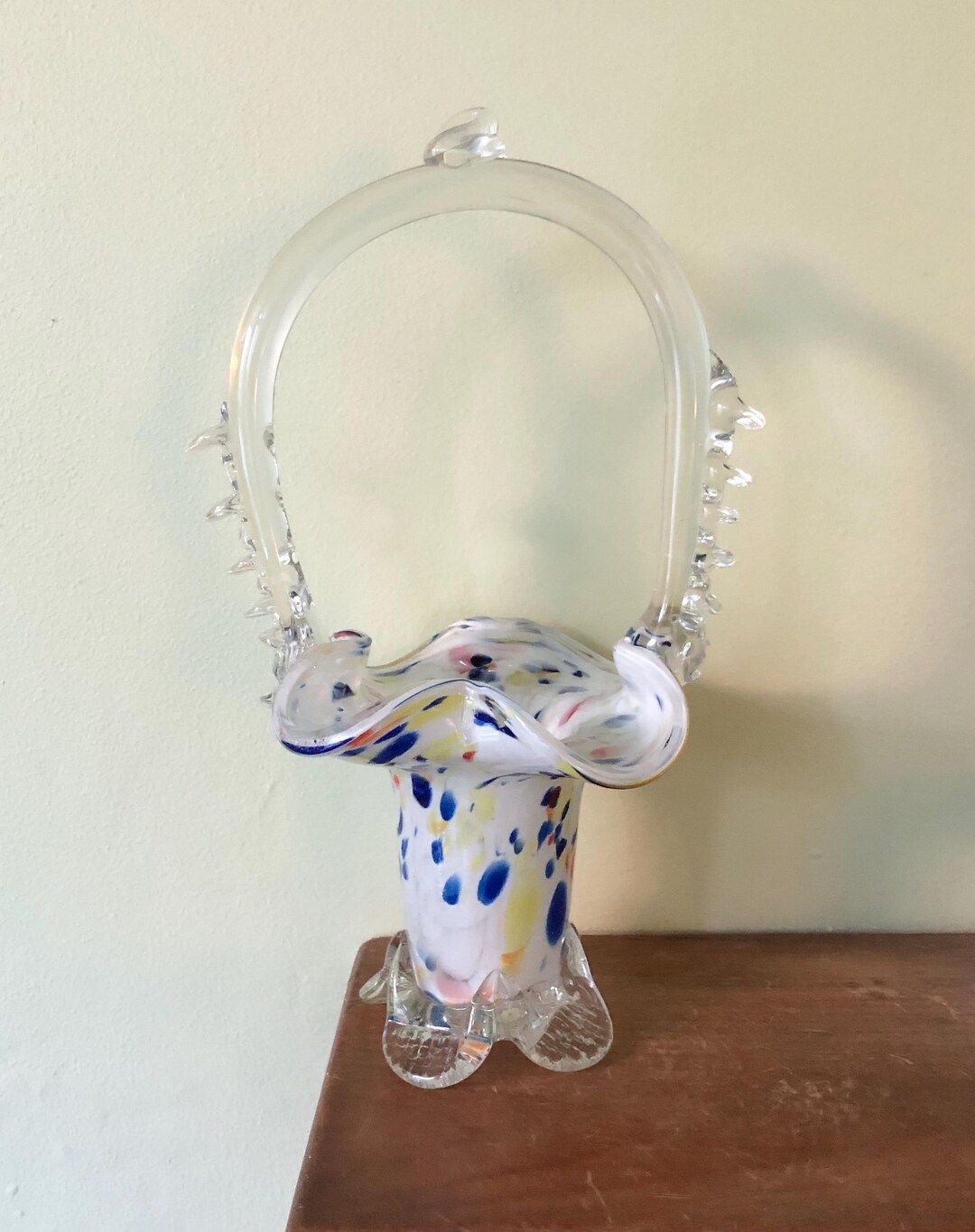 Splatter Glass Vase Basket Shape Glass Vase - Etsy