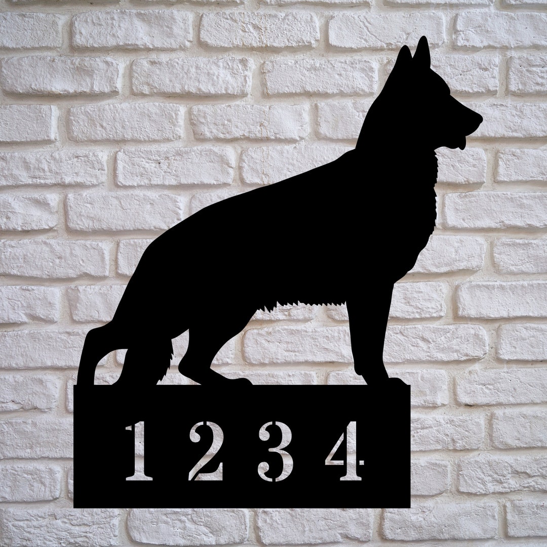 Metal House Numbers, German Shepherd House Number, Housewarming Gift ...