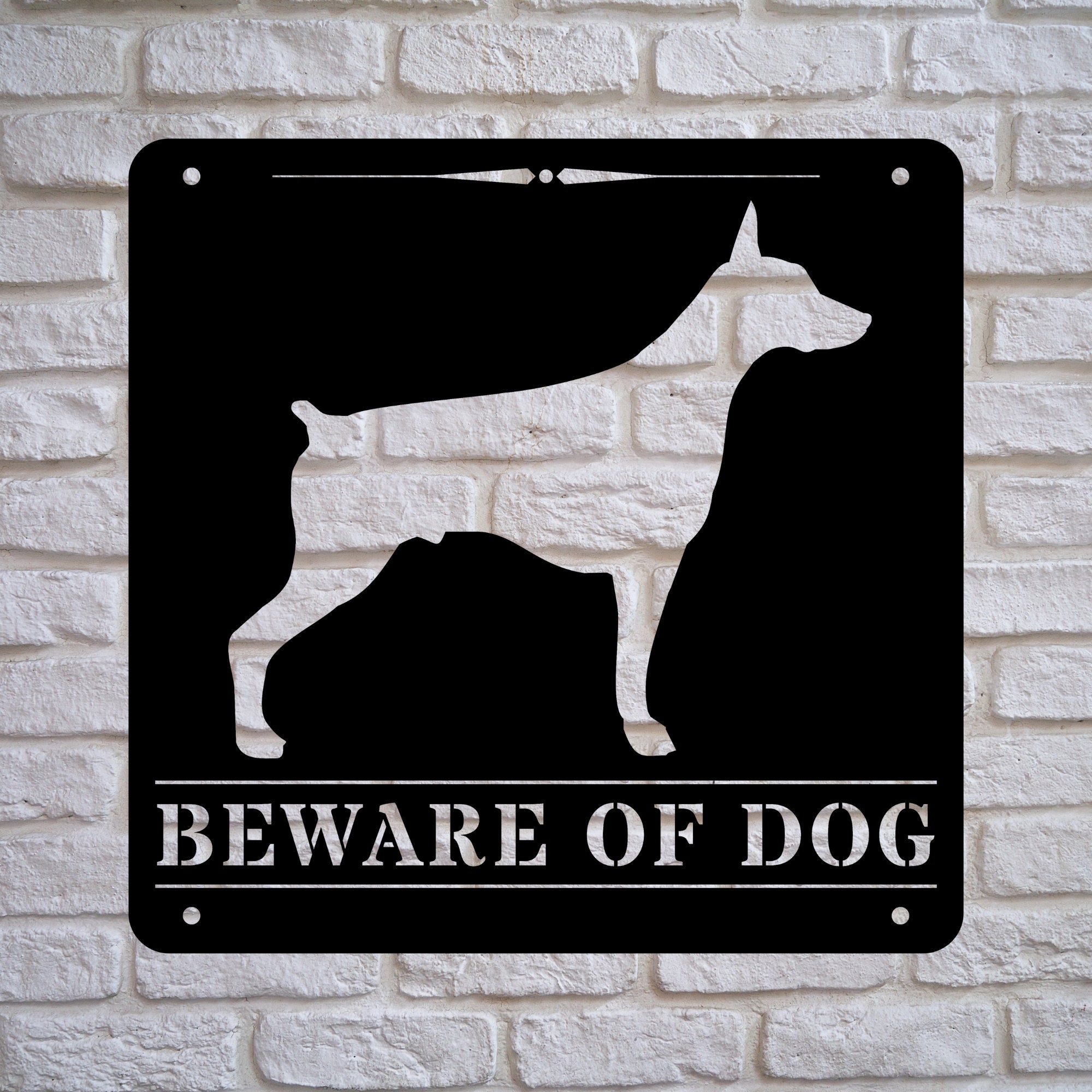 Beware of Dog Sign Doberman, Metal Sign, Dog Warning Sign, Gift for ...