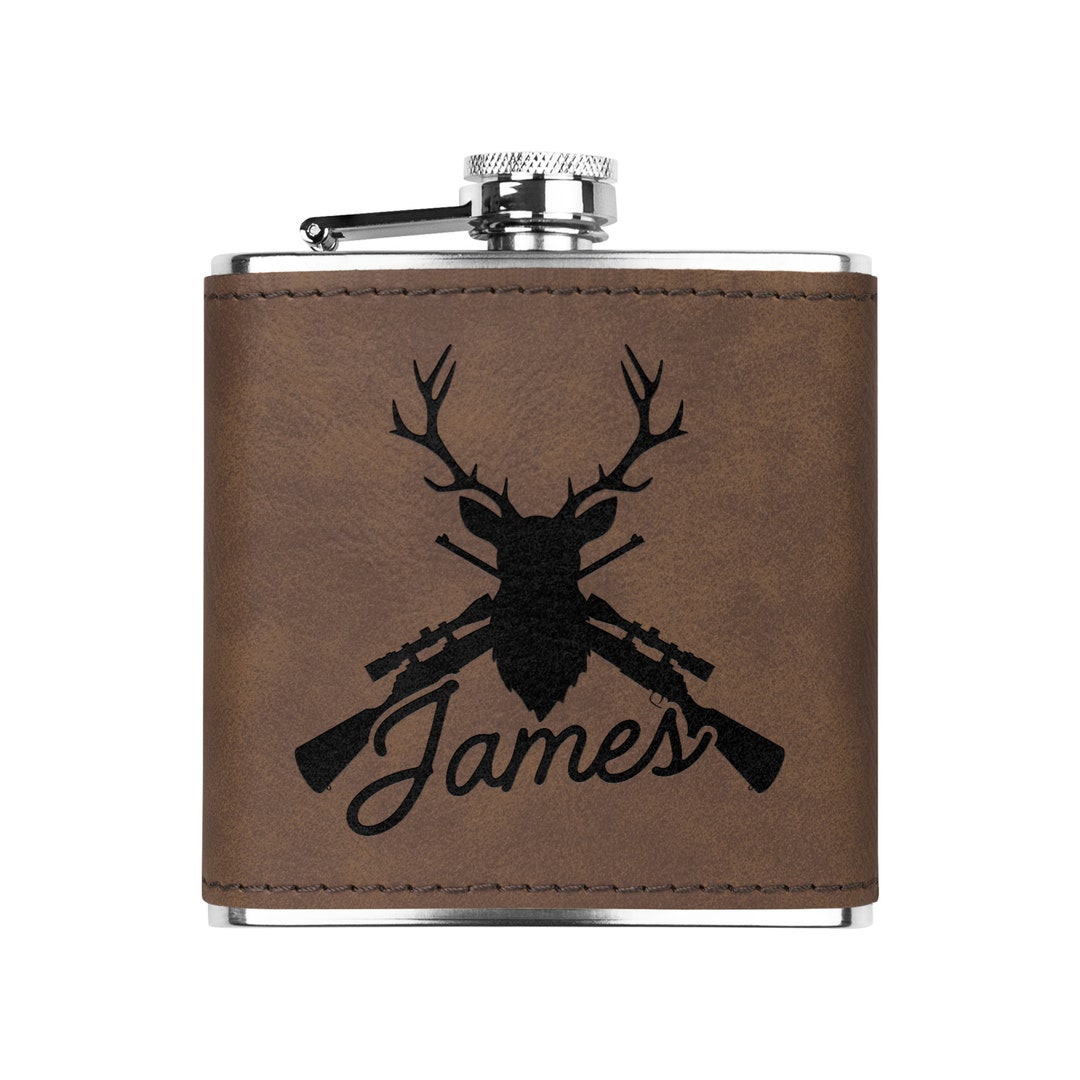 Personalized Hunting Gift, Flask for Men Who Love Hunting, Leather ...