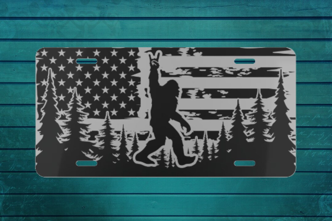 Bigfoot Licence Plate, American Flag License Plate, Sasquatch License ...